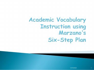Academic Vocabulary Instruction using Marzano presentation | free to ...