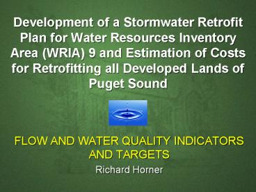 Development of a Stormwater Retrofit Plan for Water Resources Inventory ...