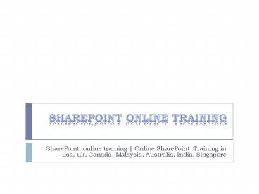 SharePoint online training | Online SharePoint Training in usa, uk ...