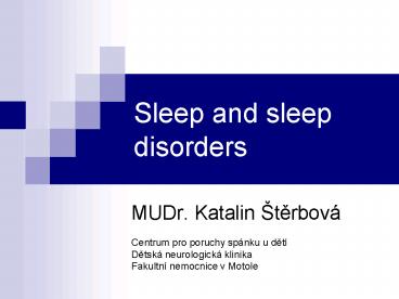 Sleep and sleep disorders presentation | free to view