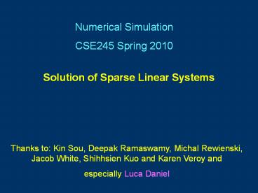 PPT – Solution of Sparse Linear Systems PowerPoint presentation | free to download - id: 69c943 ...