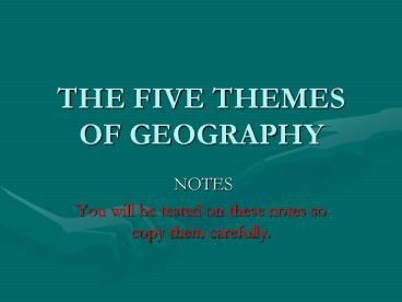 THE FIVE THEMES OF GEOGRAPHY presentation | free to download