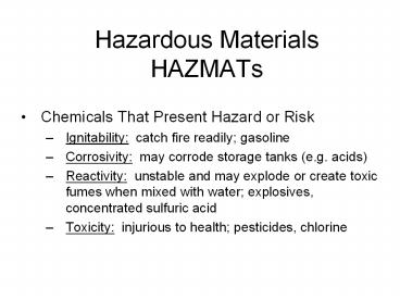 Hazardous Materials HAZMATs presentation | free to view