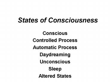 PPT – States of Consciousness PowerPoint presentation | free to view ...