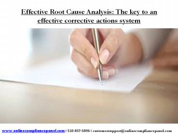 Effective Root Cause Analysis: The key to an effective corrective ...