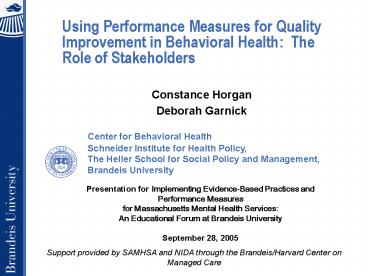 PPT – Using Performance Measures for Quality Improvement in Behavioral ...