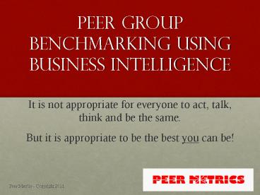 Peer Group Benchmarking presentation | free to download
