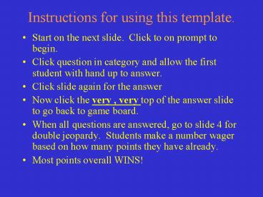 PPT – Instructions for using this template. PowerPoint presentation ...