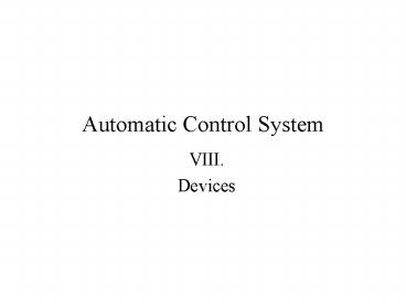 PPT – Automatic Control System PowerPoint presentation | free to view ...