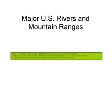 Major U.S. Rivers and Mountain Ranges presentation | free to download