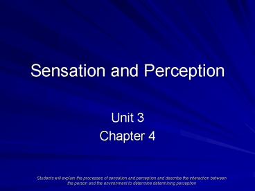 Sensation and Perception presentation | free to view