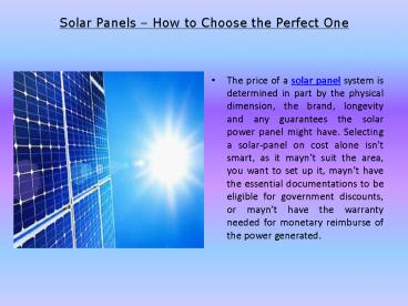 PPT – Solar Panel PowerPoint presentation | free to download - id ...
