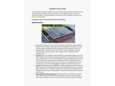PPT – Installation of Solar Panels PowerPoint presentation | free to ...