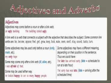 PPT – Adjectives and Adverbs PowerPoint presentation | free to download ...