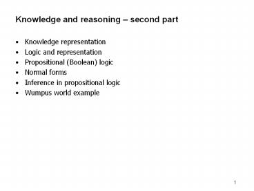 PPT – Knowledge and reasoning PowerPoint presentation | free to ...