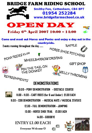 PPT – BRIDGE FARM RIDING SCHOOL PowerPoint presentation | free to ...