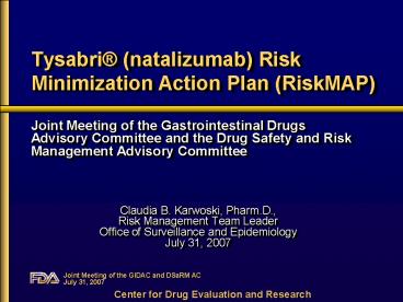 Tysabri presentation | free to view