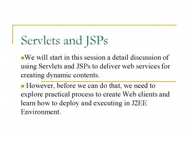 Servlets and JSPs presentation | free to view