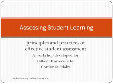 PPT – principles and practices of effective student assessment ...