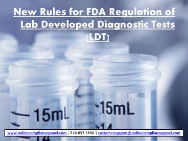 New Rules for FDA Regulation of Lab Developed Diagnostic Tests (LDT ...
