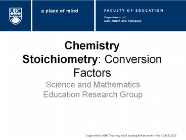 Chemistry Stoichiometry: Conversion Factors presentation | free to download