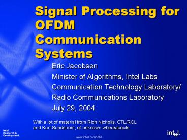 PPT – Signal Processing for OFDM Communication Systems PowerPoint ...