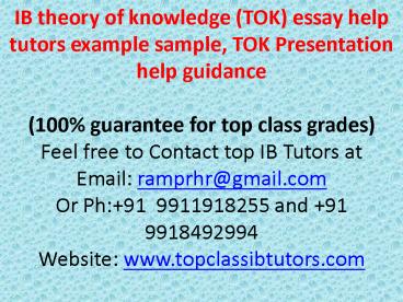 IB theory of knowledge (TOK) essay help tutors example sample, TOK ...