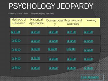 PSYCHOLOGY JEOPARDY presentation | free to download