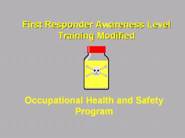 PPT – First Responder Awareness Level Training Modified PowerPoint ...