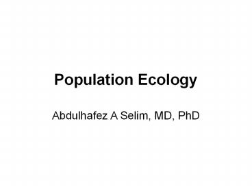 Population Ecology presentation | free to download