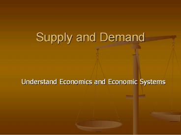 Supply and Demand presentation | free to view