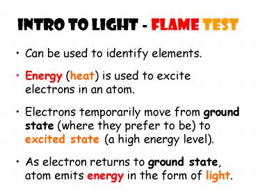 Intro to light - Flame Test presentation | free to view