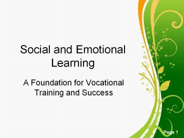 Social and Emotional Learning presentation | free to view