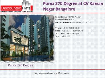 Purva 270 Degree Pre Launch Project at CV Raman Nagar Bangalore ...