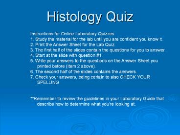 Histology Quiz presentation | free to download