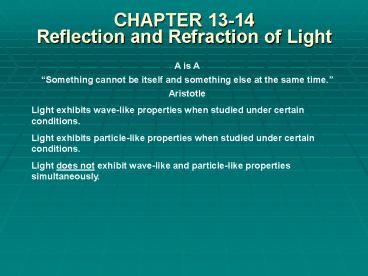PPT – CHAPTER 13-14 Reflection and Refraction of Light PowerPoint ...