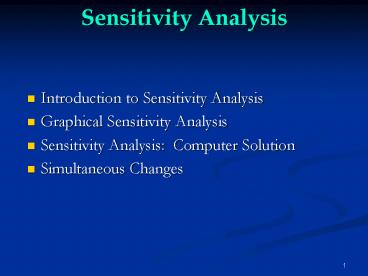 Sensitivity Analysis presentation | free to view