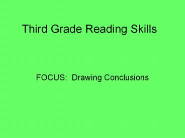 Third Grade Reading Skills presentation | free to download