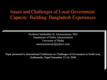 Issues and Challenges of Local Government presentation | free to view