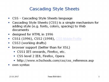 PPT – Cascading Style Sheets PowerPoint presentation | free to view ...