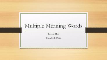 Multiple Meaning words presentation | free to download