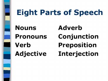 Eight Parts of Speech presentation | free to view