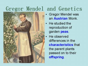 Gregor Mendel and Genetics presentation | free to view