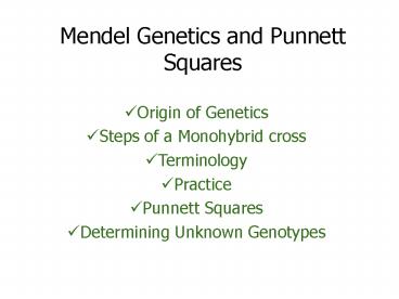 PPT – Mendel Genetics and Punnett Squares PowerPoint presentation ...