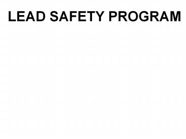 LEAD SAFETY PROGRAM presentation | free to download