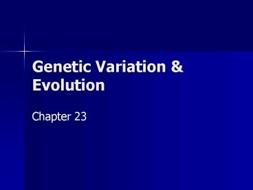 Genetic Variation presentation | free to view