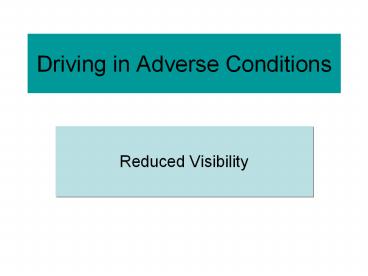Driving in Adverse Conditions presentation | free to view