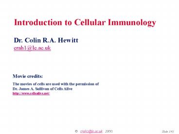 Introduction to Cellular Immunology presentation | free to download