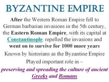 Byzantine Empire presentation | free to download