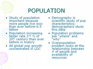 PPT – POPULATION PowerPoint presentation | free to download - id ...